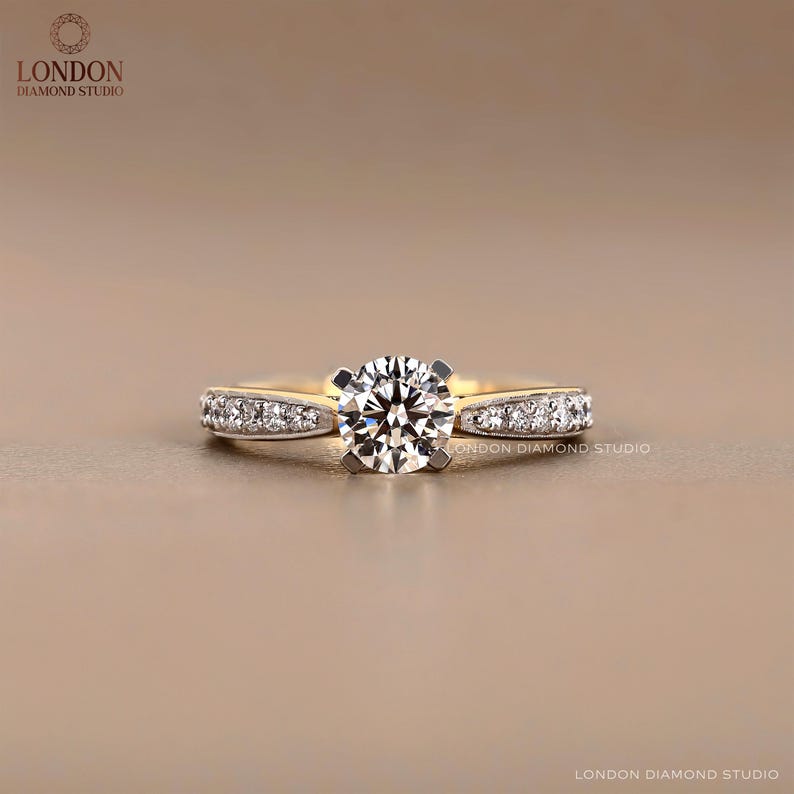 Round Brilliant Engagement Ring, Lab Grown Diamond Ring, 14K Gold ...