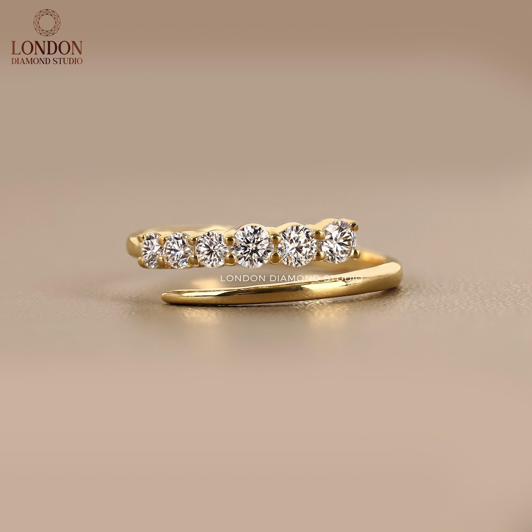 Diamond Wrap Ring Gold, Open Ring Diamond, Bypass Ring, Lab Grown ...