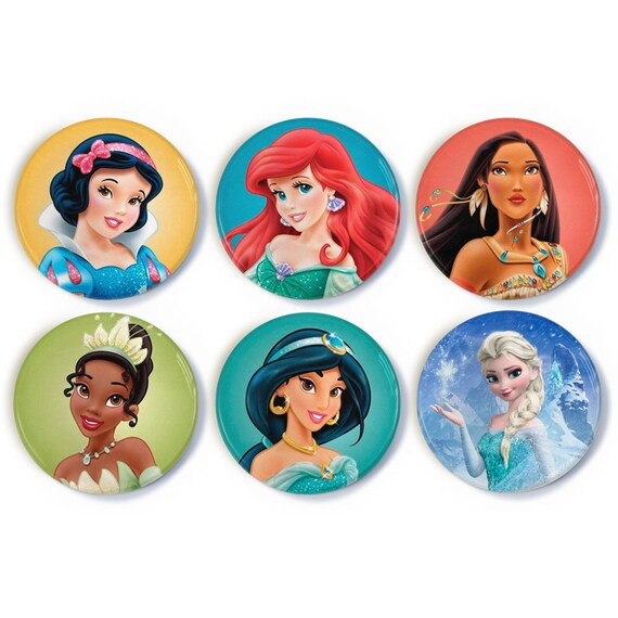 6 X Princess Badges Button Badge Set - Etsy