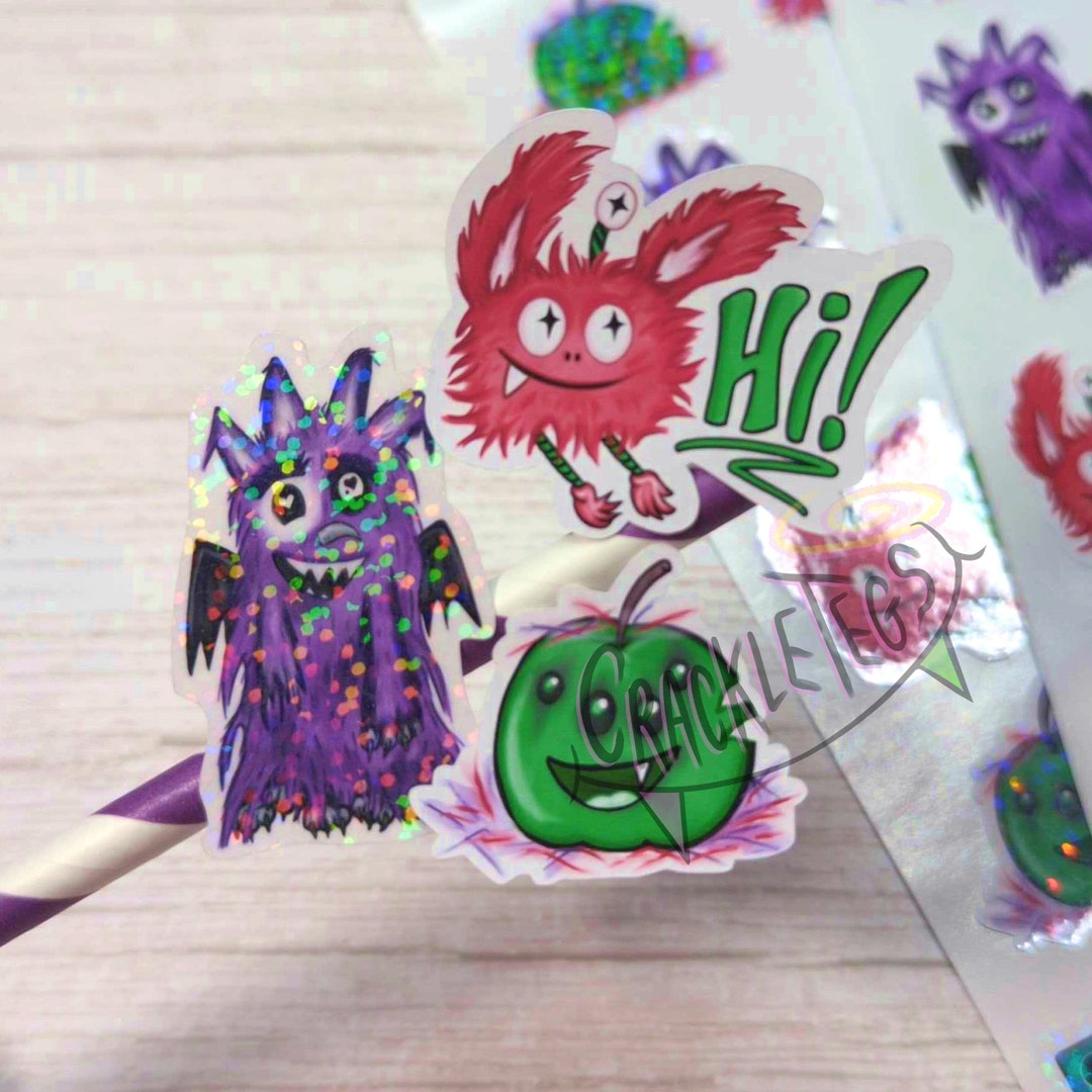 Fizz and Friends Monster Sticker Sheet. A5 Sheet of 12 Stickers. Hand ...