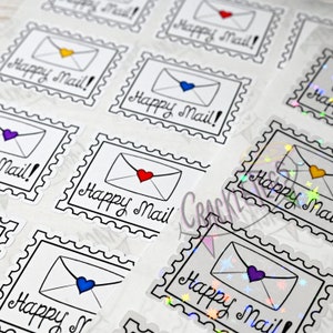 Rainbow Stamp Stickers, A5 Sheet of 12 Stickers. Hand-drawn & Handmade ...