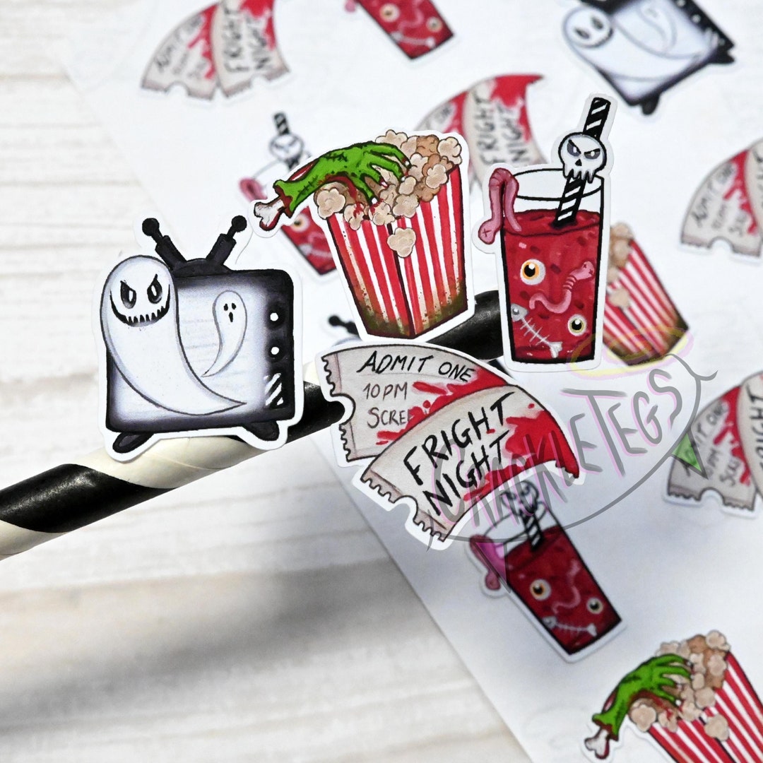 Horror Movie Stickers, Sheet of 24 Stickers. Hand-drawn & Handmade! - Etsy