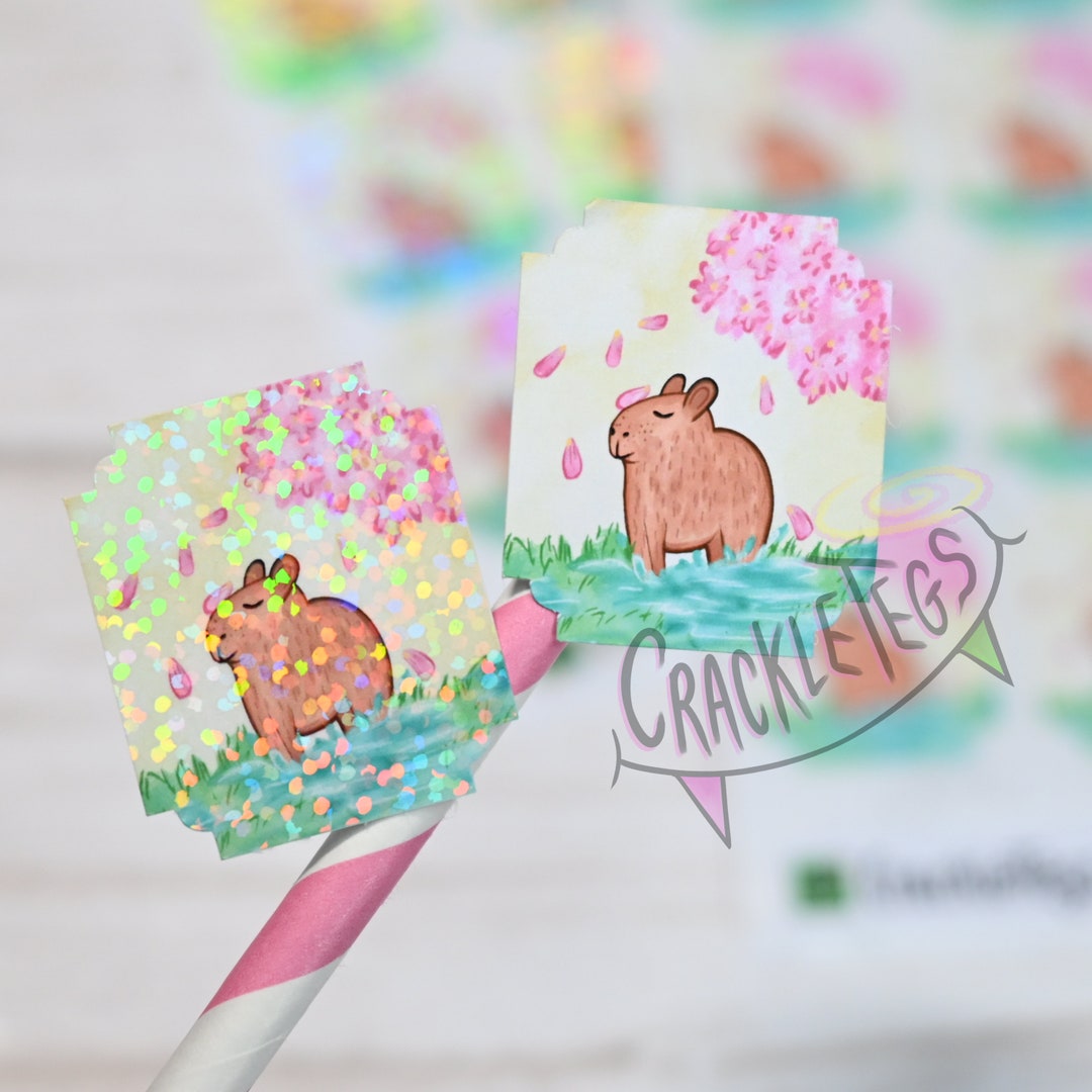 Blossom the Capybara Stamp Stickers, A5 Sheet of 16 Stickers. Hand ...