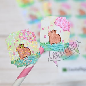 Blossom the Capybara Stamp Stickers, A5 Sheet of 16 Stickers. Hand ...