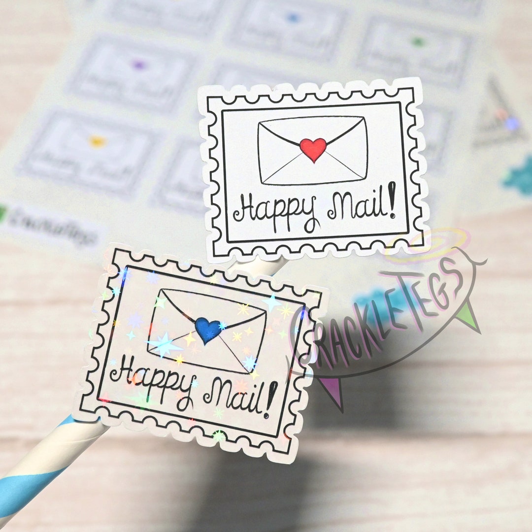 Rainbow Stamp Stickers, A5 Sheet of 12 Stickers. Hand-drawn & Handmade ...