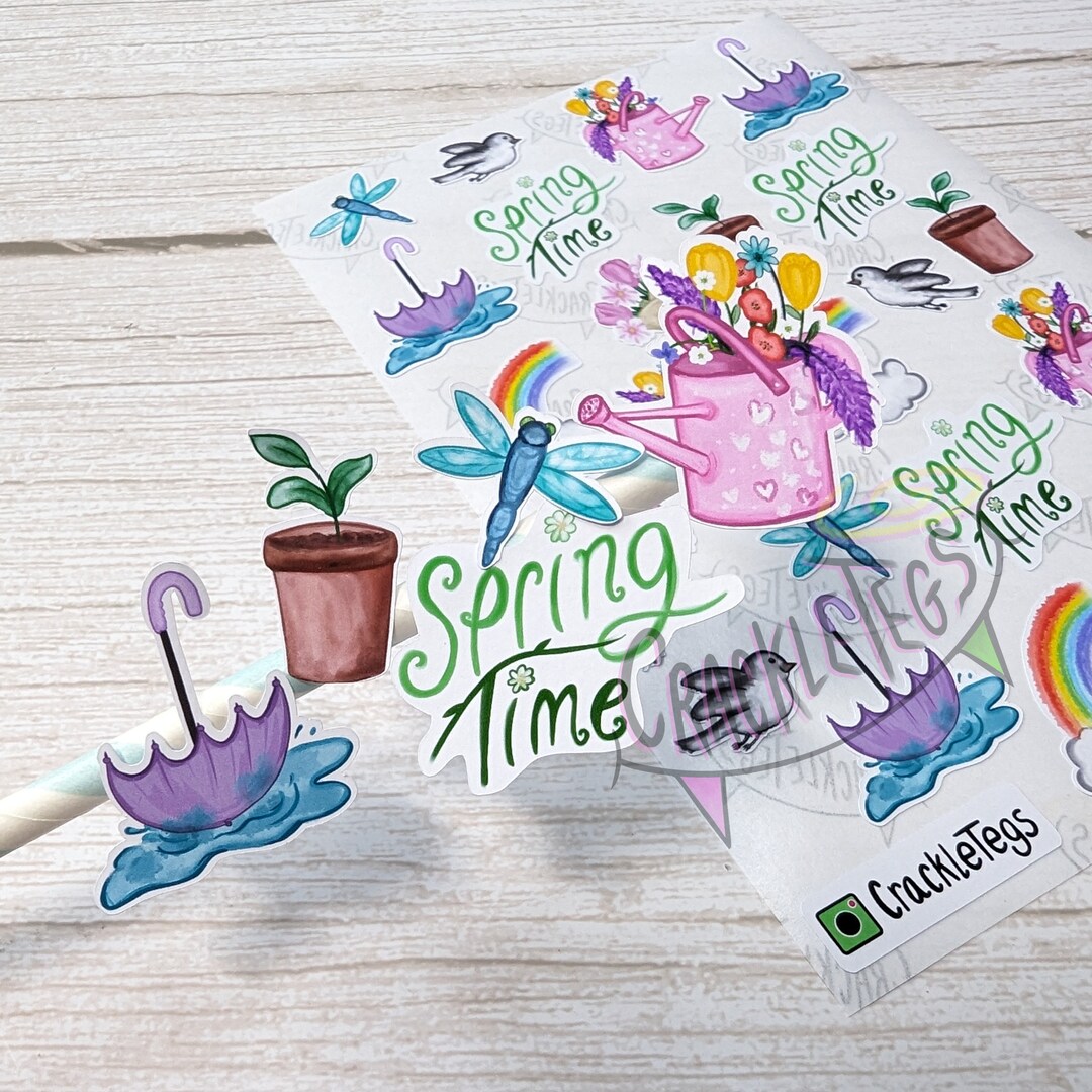 Spring Planner Sticker Sheet, A5 Sheet of 24 Stickers. Hand-drawn ...