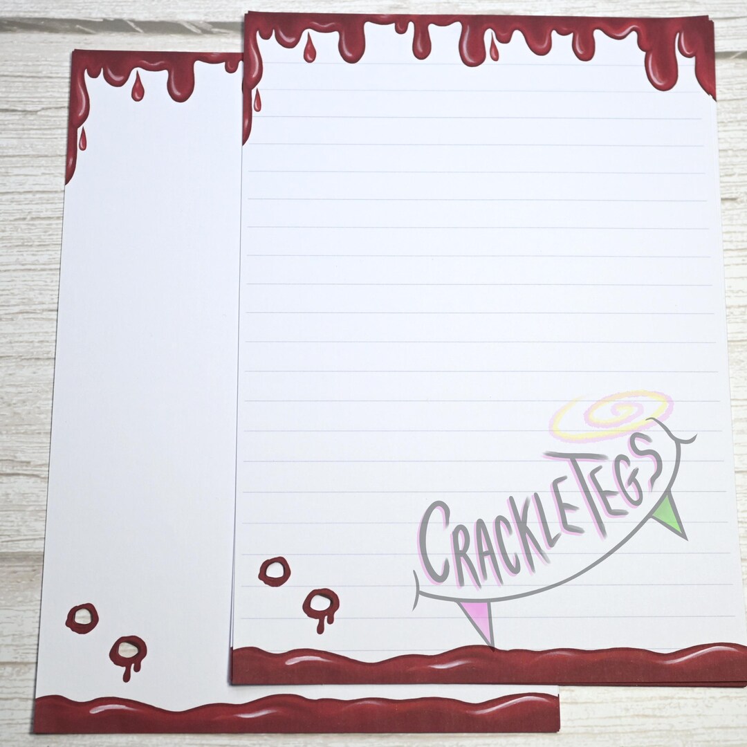 Vampire Writing Paper, With Bite Holes! 5 Sheets, Plain or Lined. Hand ...