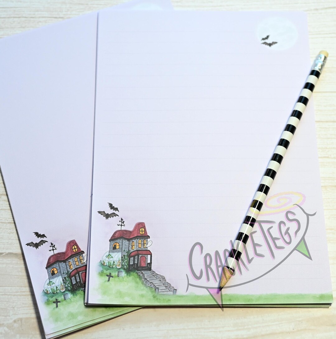 Haunted Mansion Writing Paper. 5 Sheets, Plain or Lined. Originally ...