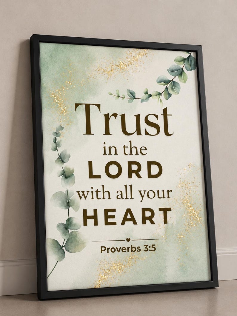 Proverbs 3:5 Scripture Wall Art | Eucalyptus Bible Verse Print (digital ...