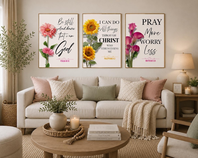 Christian Floral Bible Verse Prints (set of 3) (digital Download) - Etsy