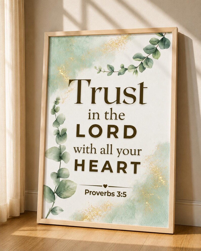 Proverbs 3:5 Scripture Wall Art | Eucalyptus Bible Verse Print (digital ...