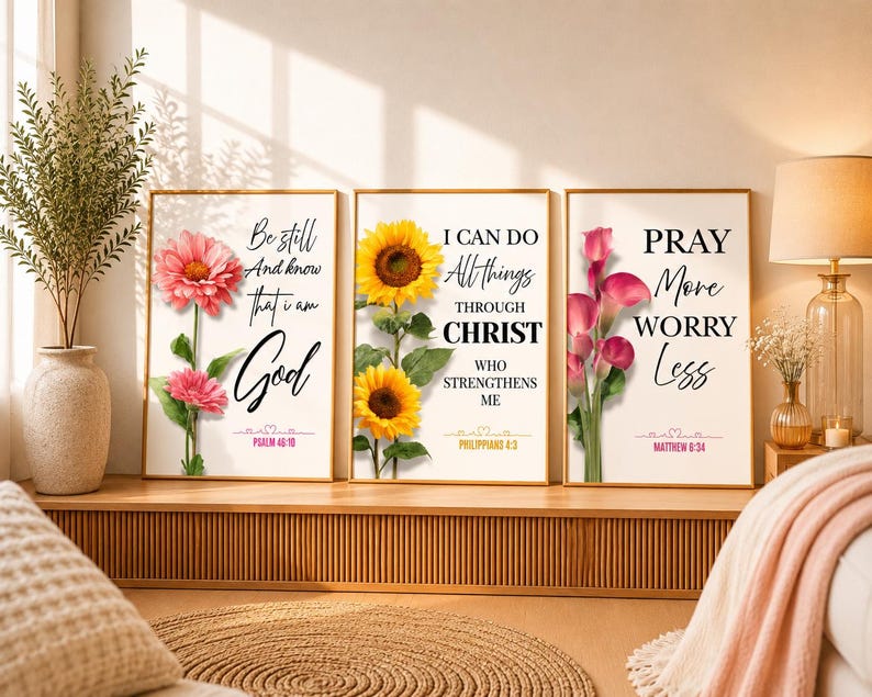 Christian Floral Bible Verse Prints (set of 3) (digital Download) - Etsy