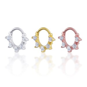 Heart CZ Daith Clicker: Sterling Silver Septum Ring (1pc) - Etsy Italia