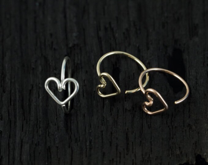 Love Heart Nose Hoop, Valentines Nose Hoop/nose Ring/tragus - Etsy