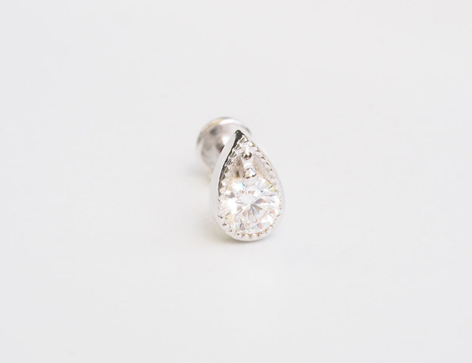 CZ Diamond in Teardrop Shape Casting Sterling Silver SCREW - Etsy