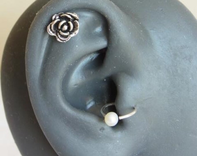 Helix Oxidized Silver Rose Flower - Etsy