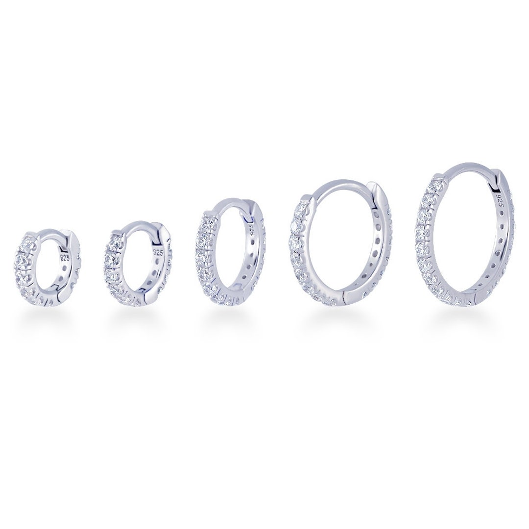 Sterling Silver CZ Huggie Hoop: Rook, Cartilage, Helix Earring (1pc) - Etsy