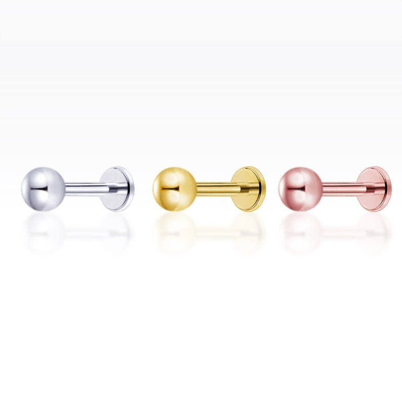 Gold Plated Ball Flat Back Piercing: Tragus, Cartilage, Helix (1pc) - Etsy