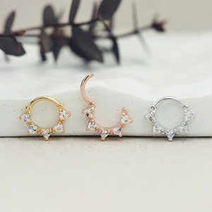 Heart CZ Daith Clicker: Sterling Silver Septum Ring (1pc) - Etsy Italia