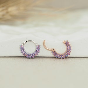 Purple Opal Daith Clicker: Sterling Silver Septum Ring (1pc) - Etsy