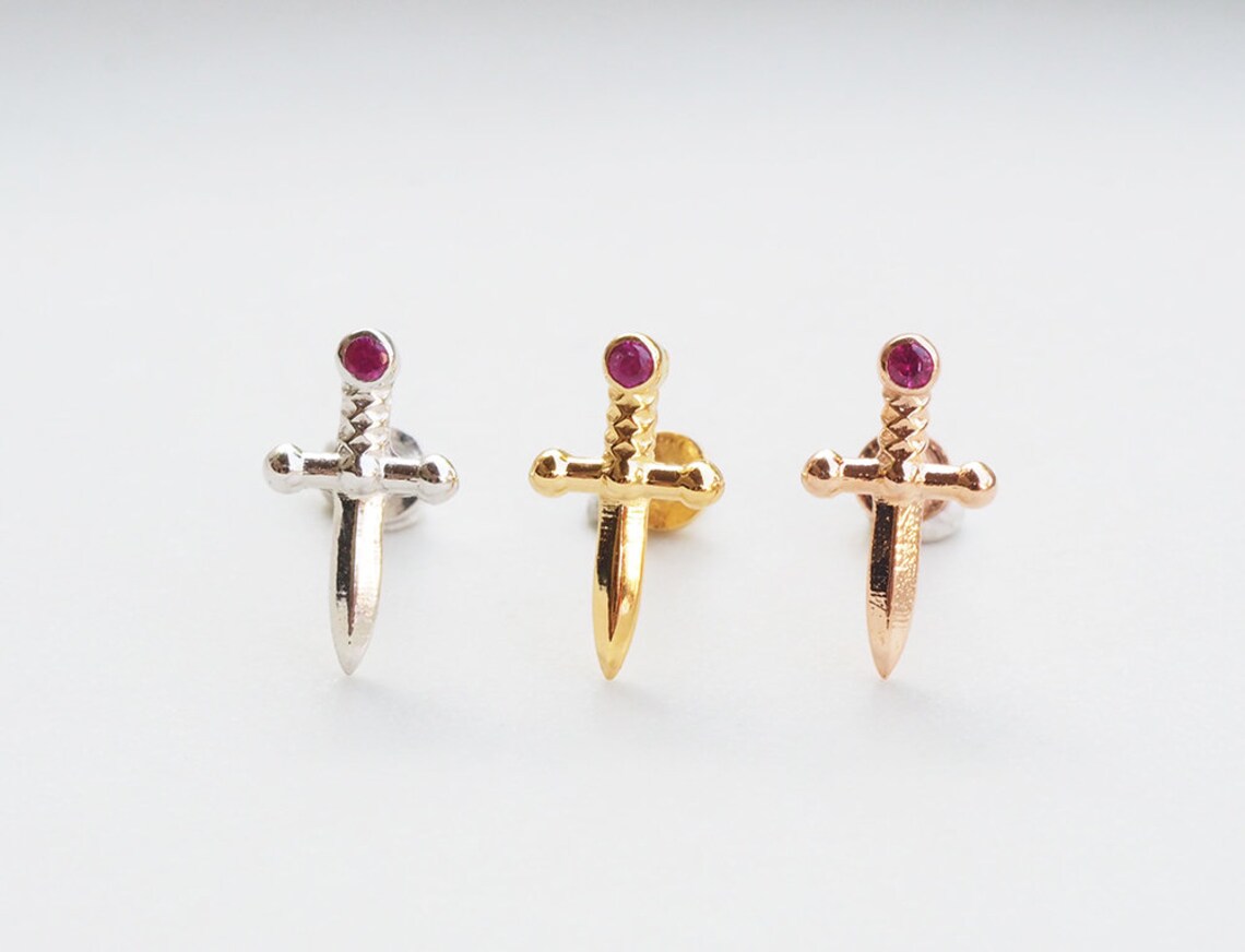 Dagger Piercing Dagger Stud Earrings Dagger Tragus Dagger | Etsy