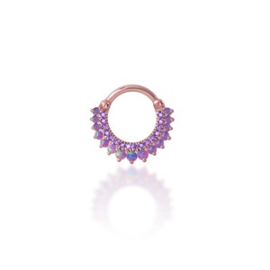 Purple Opal Daith Clicker: Sterling Silver Septum Ring (1pc) - Etsy