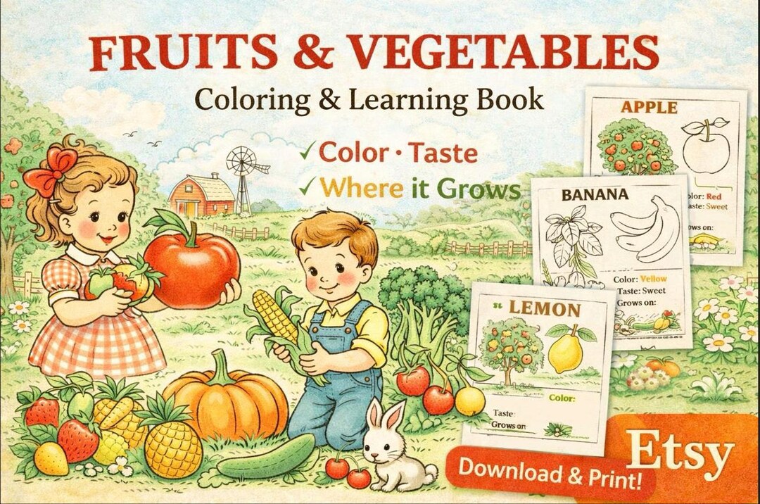 Fruits and Vegetables Activity Book for Kids | Preschool Printable ...