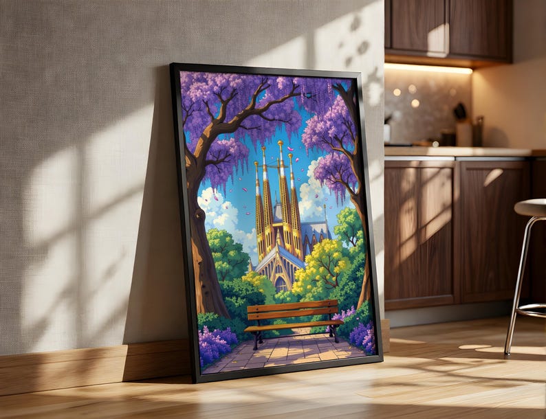 Cathedral Garden Poster, Spring Impressionist Wall Art, Lavender Blue ...