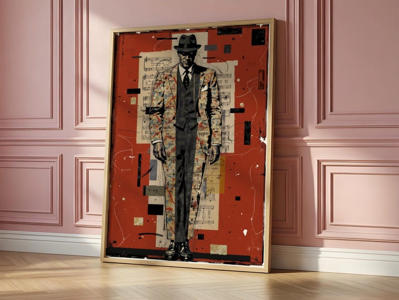Vintage Mafia Boss Poster, Gangster Crime Collage Art, Burnt Orange ...