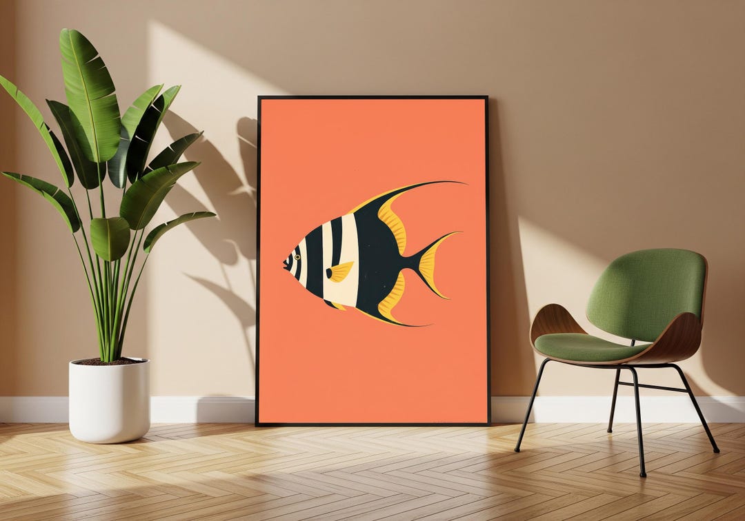 Tropical Fish Poster, Colorful Coastal Ocean Wall Art, Minimalist ...