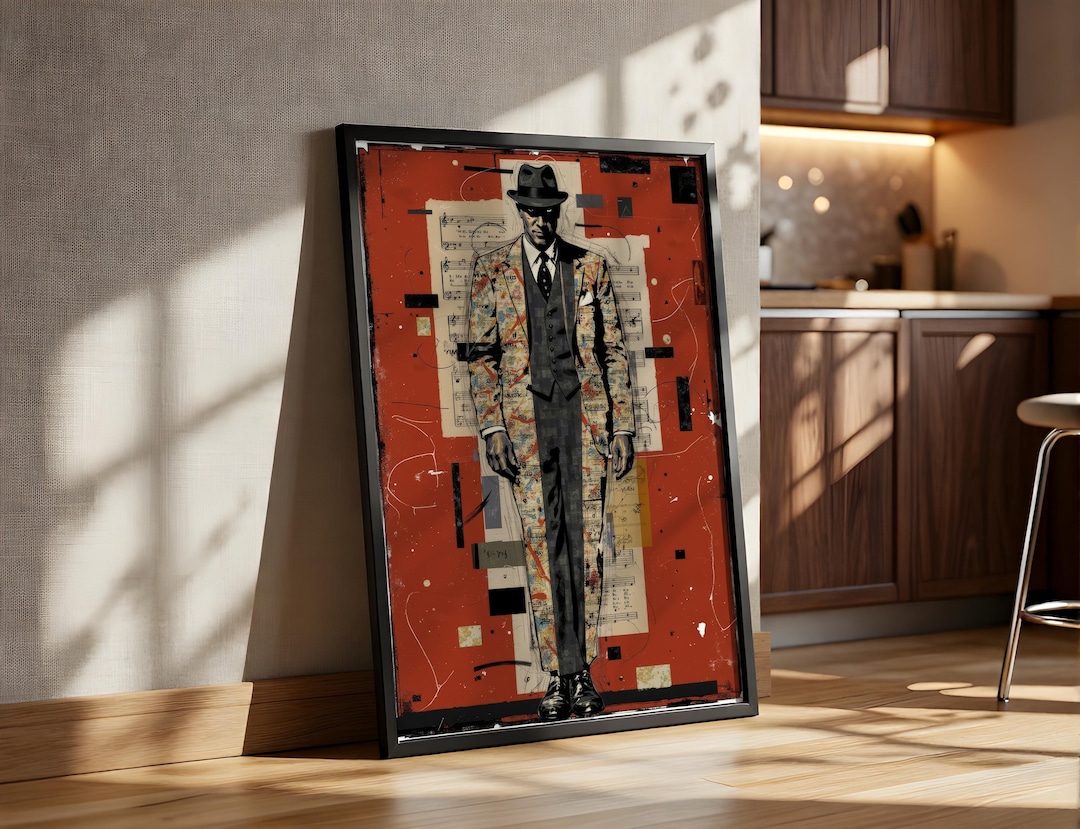 Vintage Mafia Boss Poster, Gangster Crime Collage Art, Burnt Orange ...