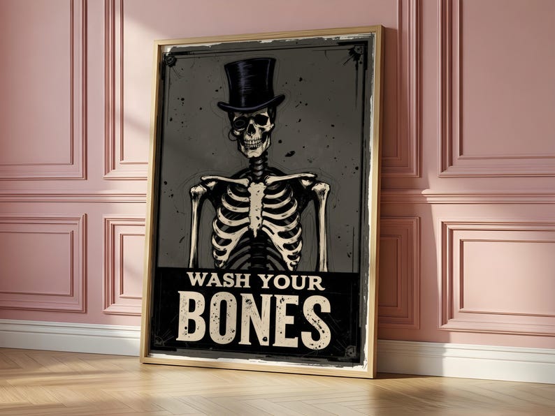 Gothic Skeleton Print, Gentleman in Top Hat Poster, Dark Halloween Wall ...