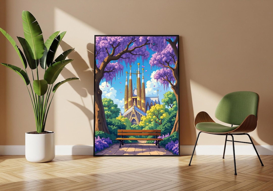 Cathedral Garden Poster, Spring Impressionist Wall Art, Lavender Blue ...