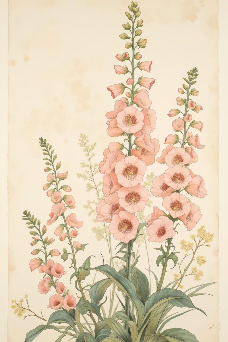 Fingerhut Poster, Botanische Blumen Wandkunst, Vintage Blumen ...
