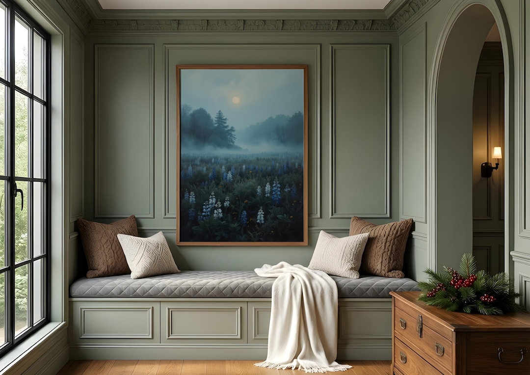 Misty Meadow Poster, Tonalist Wall Art, Victorian Nature Landscape ...
