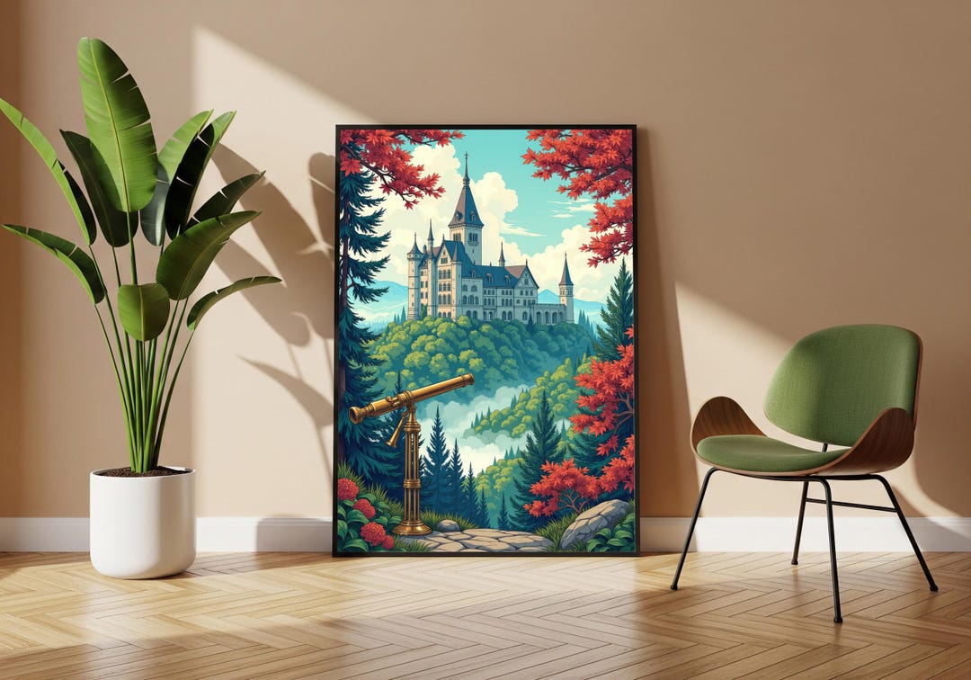 Castle in Forest Poster, Fantasy Illustration, Woodland Wall Art ...