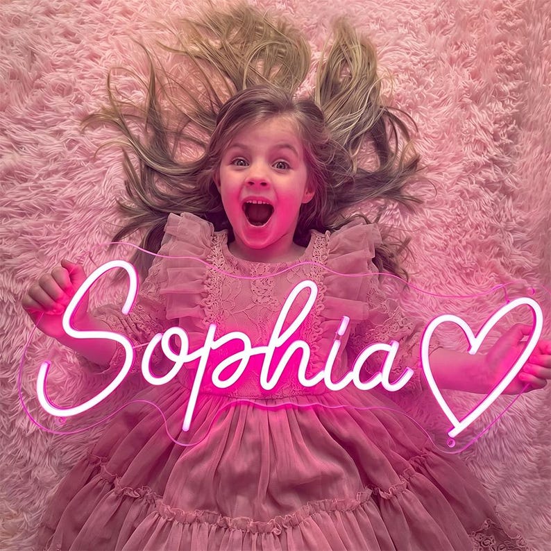 Custom LED Neon Name Sign, Personalized Nursery Decor, Kids Room Light ...