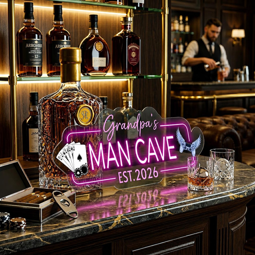 Personalized Man Cave Neon Sign, Custom Poker Bar Light, Gamer Decor ...