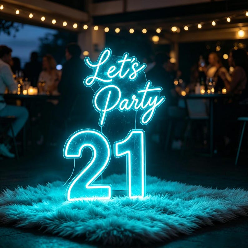 Custom Lets Party Neon Sign, Personalized Birthday Age Number LED Light ...