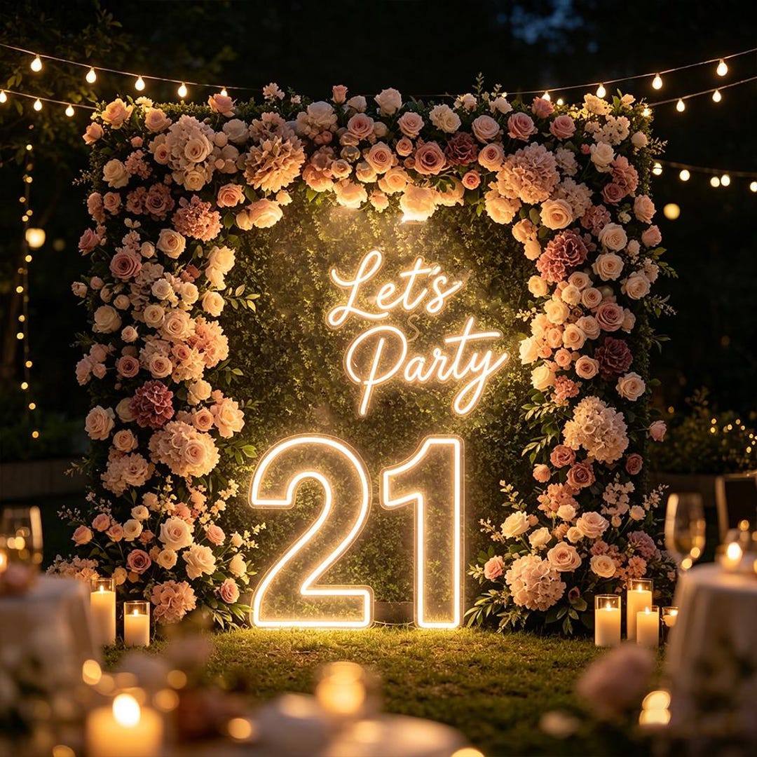 Custom Lets Party Neon Sign, Personalized Birthday Age Number LED Light ...