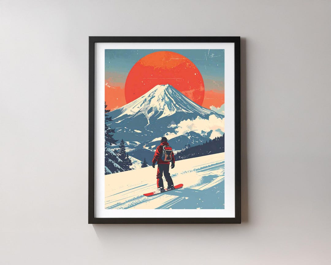 Snowboarding Mountain Poster – Vintage Adventure Wall Art – Alpine ...