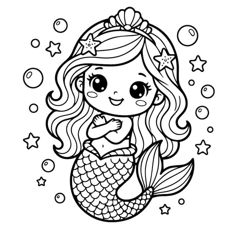 4 Mermaid SVG PNG | Kawaii Craft Design (digital Download) - Etsy