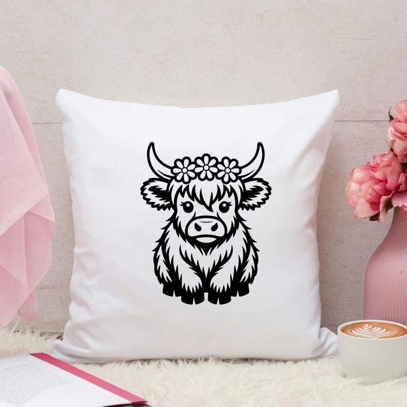 Cute Highland Cow SVG | Floral Cow Clipart for Cricut & Silhouette ...