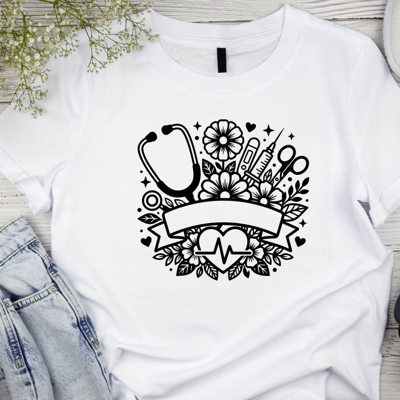 Verpleegkundige gespleten monogram SVG PNG | T-shirtontwerp, cadeau ...