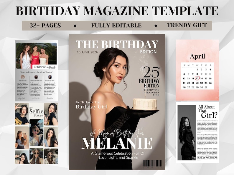 Custom Vogue Style Birthday Magazine Template (digital Download) - Etsy
