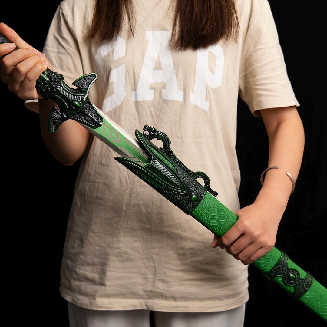 Green Bamboo Katana Sword, Full Tang High Manganese Steel, Decorative ...