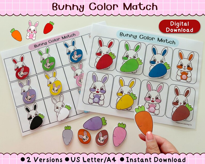 Bunny Color Matching Activity Printable | Easter Toddler Preschool ...