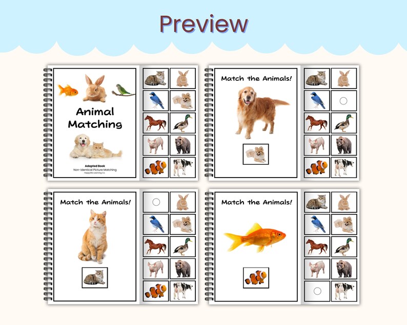 Animal Matching Printable for Autism | Adapted Book PDF | Preschool ...