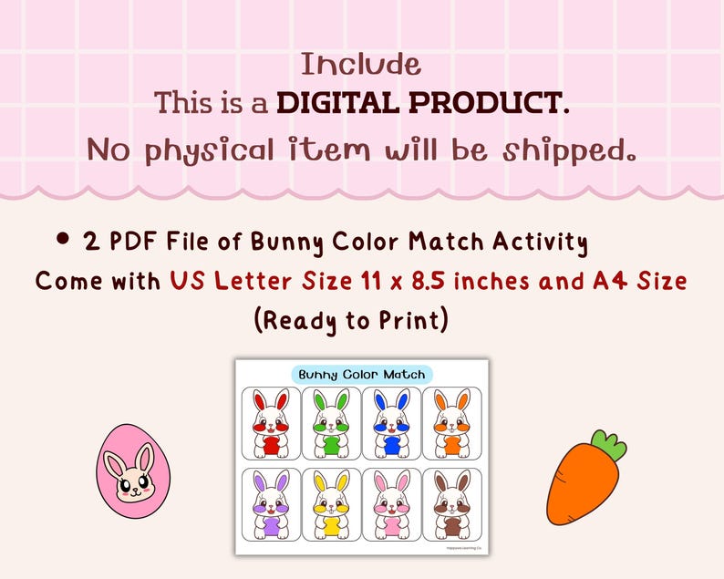 Bunny Color Matching Activity Printable | Easter Toddler Preschool ...