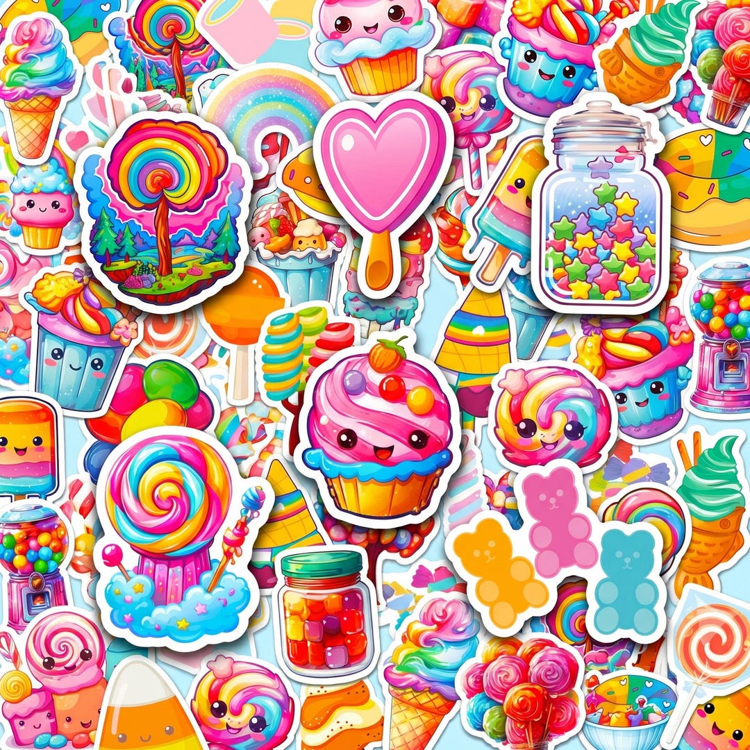 50PCS Candy Sticker Pack, Cute Stickers, Sweet Food Stickers, Kawaii ...